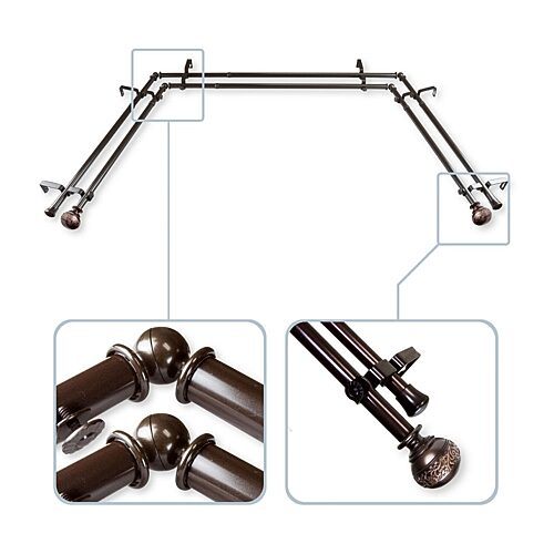 Click here for Rod Desyne Naomi Double Bay Window Rod  One Size... prices