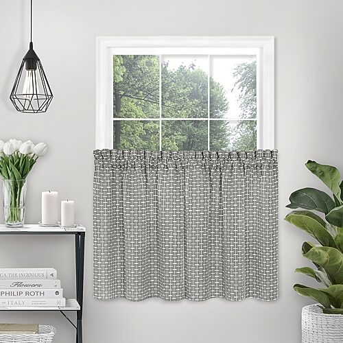 Achim Bedford 2-pc. Rod Pocket Window Tier  One Size  Gray