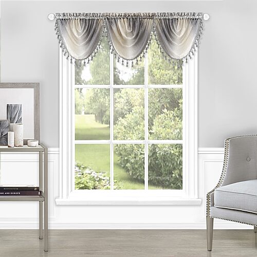 Click here for Achim Ombre Rod Pocket Waterfall Valance  One Size... prices
