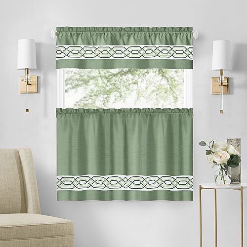 Achim Paige 3-pc. Rod Pocket Window Tier  One Size  Green