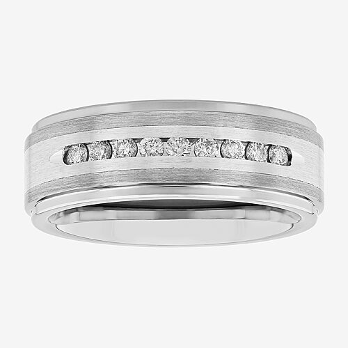 Click here for Mens 8MM 1/4 CT. T.W. Natural White Diamond Stainl... prices