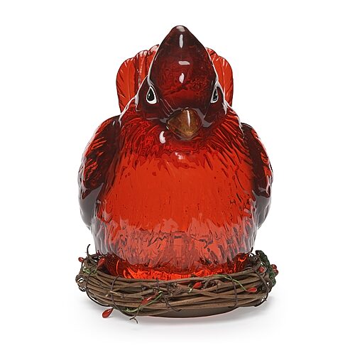 Roman 8.75in Lighted Swirl Cardinal Christmas Tabletop Decor  One Size  White