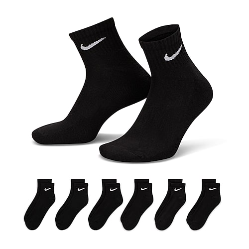 Click here for Nike Mens Cotton Quarter Socks 6-Pack - Black prices