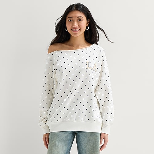 Click here for Arizona Womens Juniors Off The Shoulder Long Sleev... prices