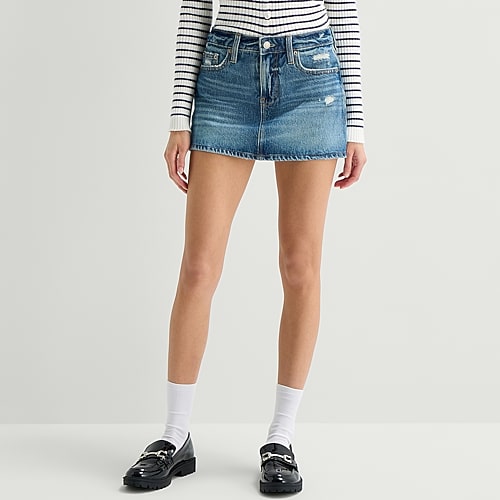 Click here for Arizona Womens Juniors Mid Rise Mini Denim Skirt... prices
