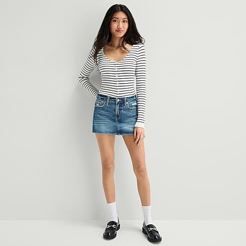 Click here for Arizona Womens Juniors Mini Denim Skirt  00  Blue prices