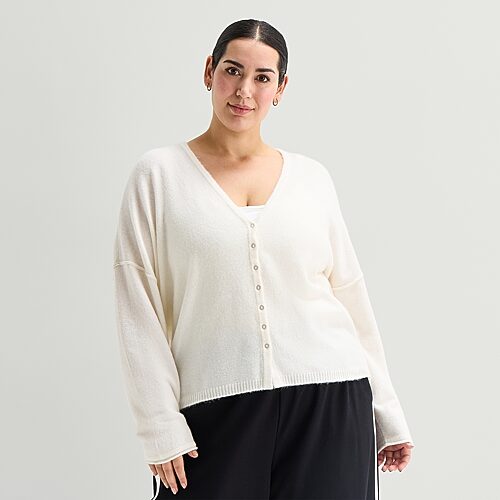 Click here for Stylus Womens Long Sleeve Button Plus Cardigan  2x... prices