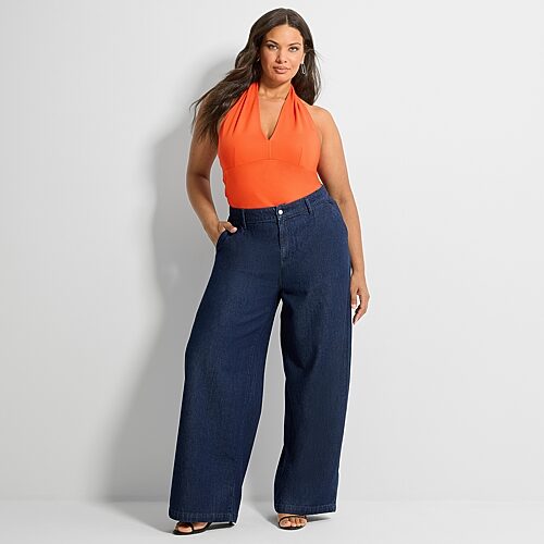 Click here for Ashley Graham Womens Plus Denim Trouser  30w  Blue prices