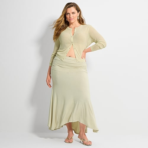 Click here for Ashley Graham Fold Over Waistband Womens Plus Maxi... prices