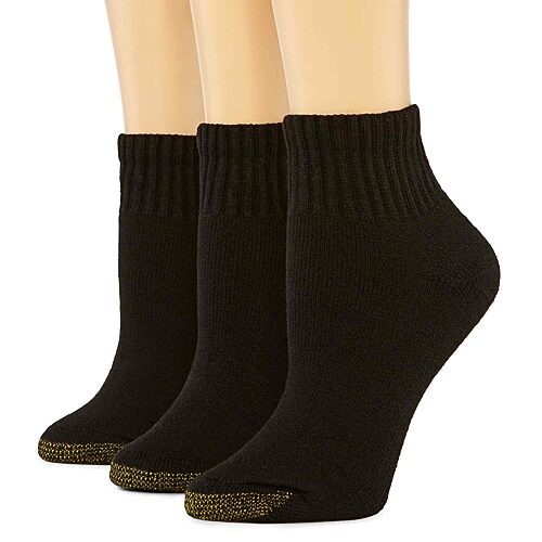 Click here for Womens Gold Toe(R) 3pk. Black Ultra Tec Quarter So... prices