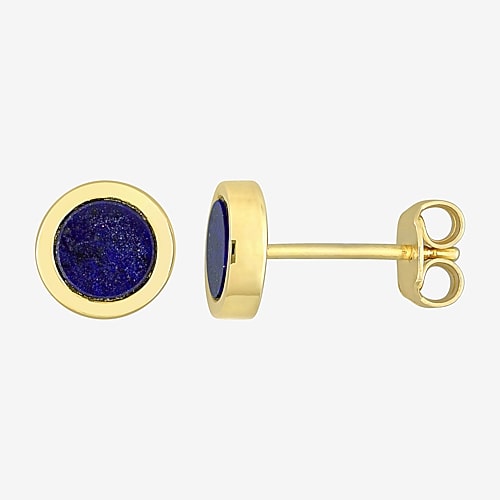 Click here for Genuine Blue Lapis 18K Gold Over Silver 7.4mm Stud... prices