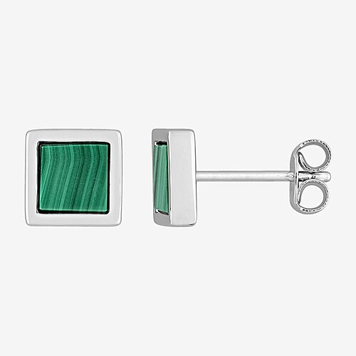 Click here for Genuine Green Malachite Sterling Silver 7.5mm Stud... prices