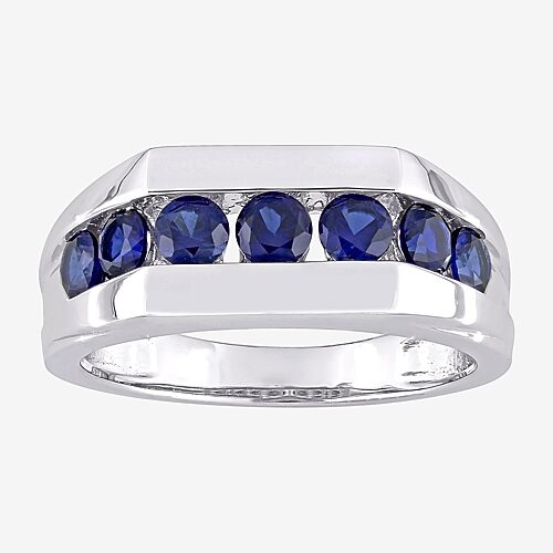 Click here for Mens Lab Created Blue Sapphire Sterling Silver Fas... prices