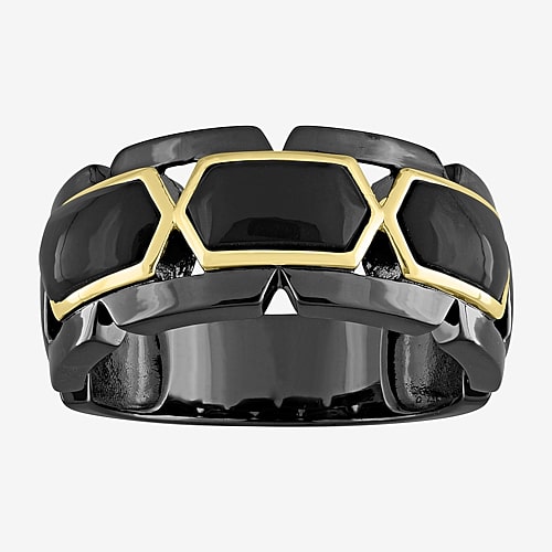 Click here for Mens Genuine Black Onyx 18K Gold Over Silver Fashi... prices