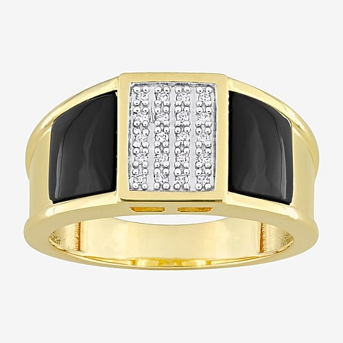 Click here for Mens 1/10 CT. T.W. Genuine Black Onyx 18K Gold Ove... prices