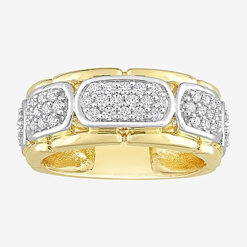 Click here for Mens White Moissanite 18K Two Tone Gold Over Silve... prices