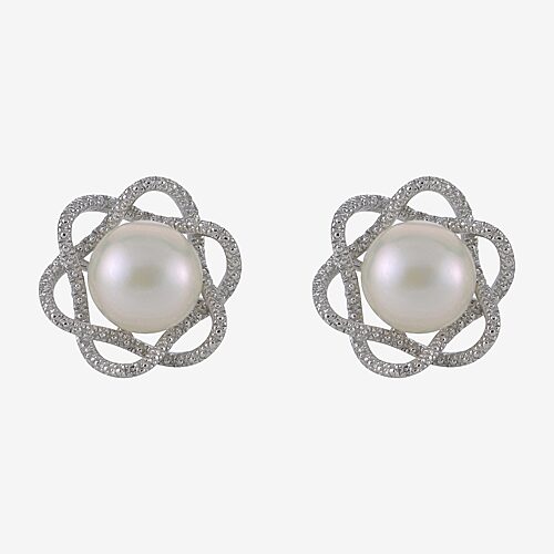 Click here for Cultured Freshwater Pearl & Diamond-Accent Earring... prices