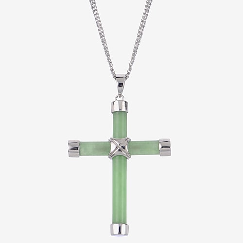 Click here for Womens Genuine Green Jade Sterling Silver Cross 18... prices