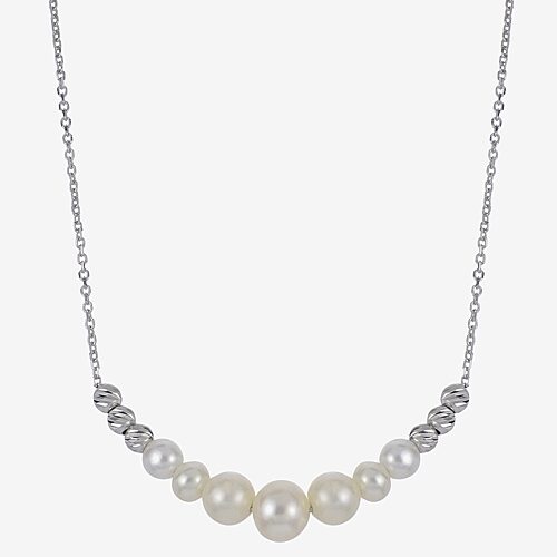 Click here for Womens White Sterling Silver 18 Inch Collar Neckla... prices