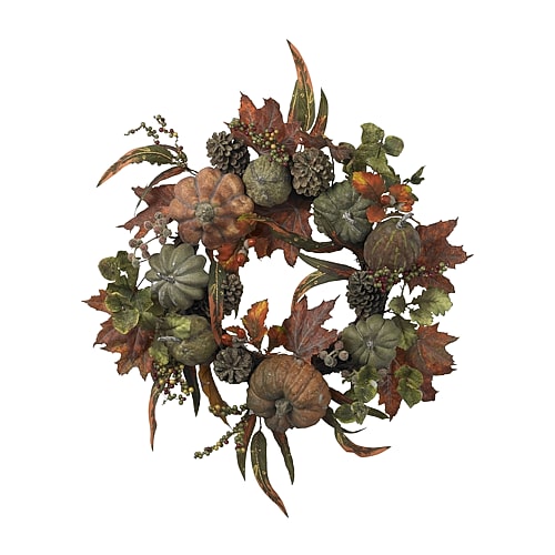Click here for Nearly Natural 24in Orange Faux Pumpkin Wreath  On... prices
