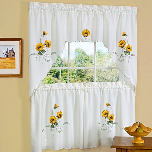 Click here for Achim Sunshine Embellished Kitchen Curtain Set prices