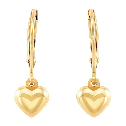 Click here for Girls 10K Gold Heart Drop Earrings  One Size prices