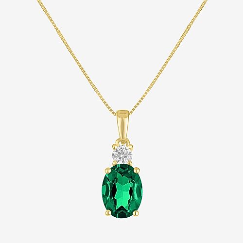 Click here for Gemstone 10K Gold Oval Pendant Necklace  One Size... prices