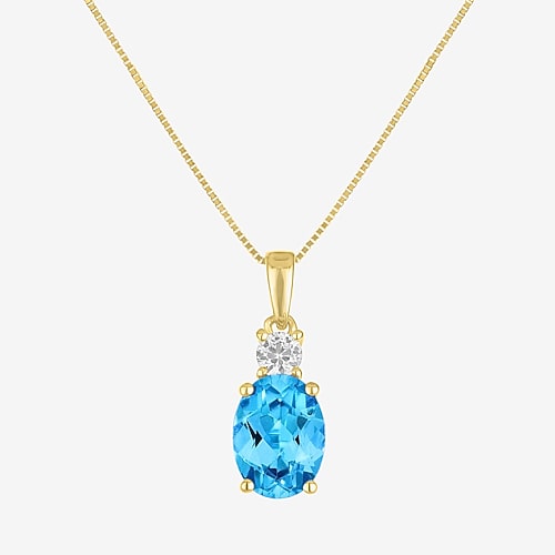 Click here for Gemstone 10K Gold Oval Pendant Necklace  One Size... prices