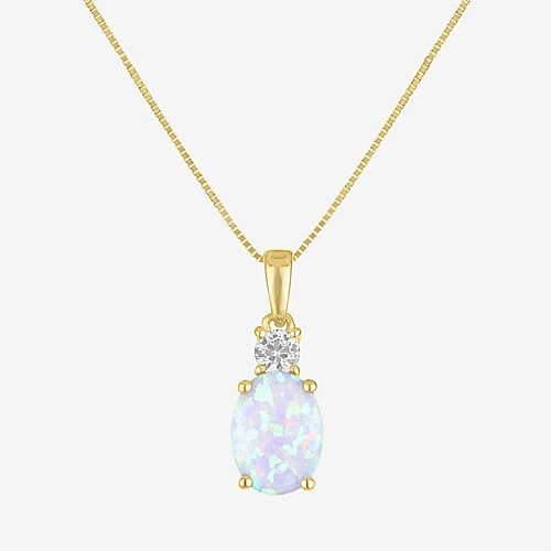 Click here for Gemstone 10K Gold Oval Pendant Necklace  One Size... prices