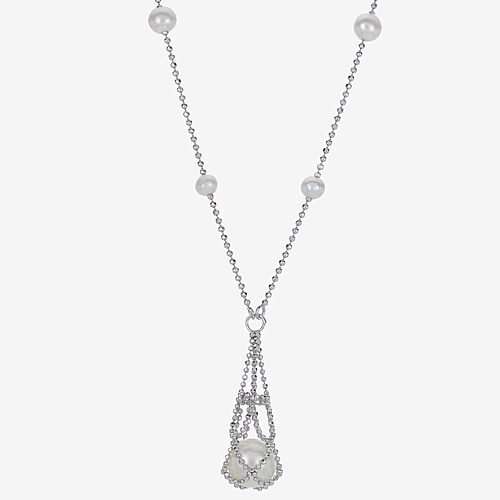 Click here for Cultured Freshwater Pearl Sterling Silver Lace Nec... prices