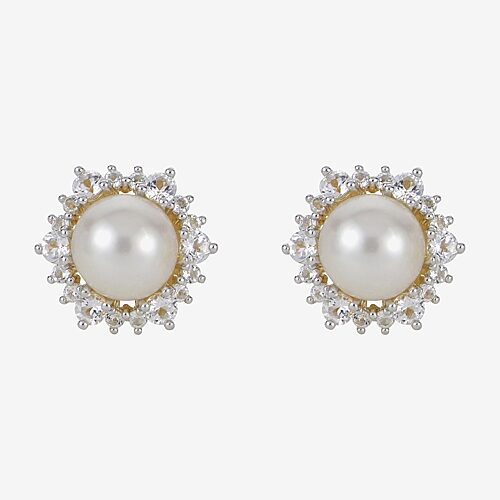 Click here for White Cultured Freshwater Pearl 14K Gold Over Silv... prices