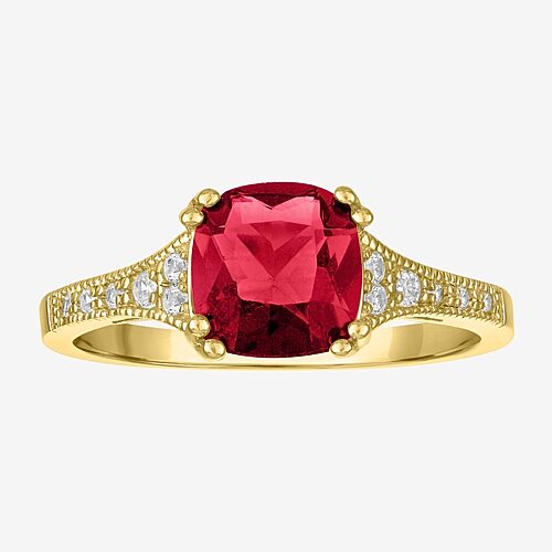 Click here for Gemstone 14K Gold Over Silver Cushion Cocktail Rin... prices