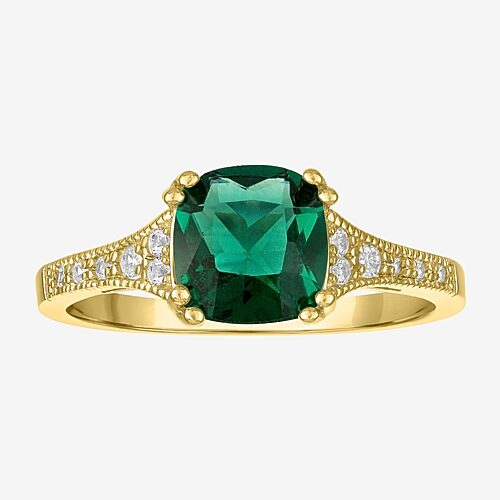 Click here for Gemstone 14K Gold Over Silver Cushion Cocktail Rin... prices