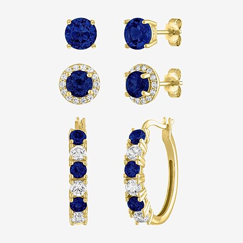 Click here for Gemstone 14K Gold Over Silver 3 Pair Jewelry Set... prices