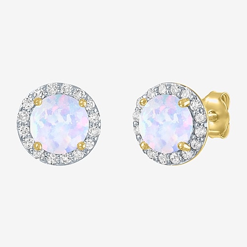 Click here for Diamond Accent Lab Created White Opal 10K Gold 9mm... prices