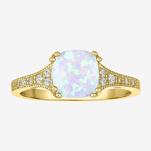 Click here for Gemstone 14K Gold Over Silver Cushion Cocktail Rin... prices