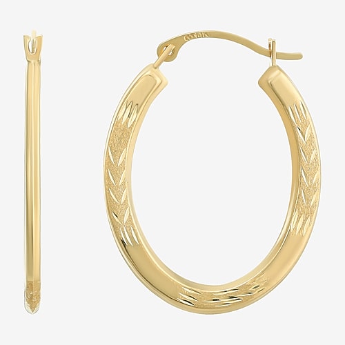 Click here for Womens 14K Gold 22mm Oval Hoop Earrings  One Size prices