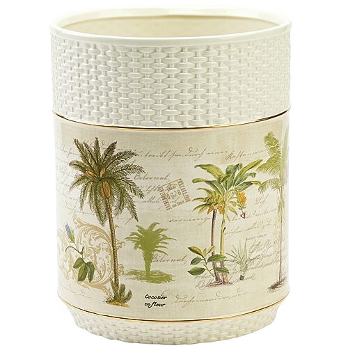 Click here for Avanti Colony Palm Tree Textured Ceramic Wastebask... prices