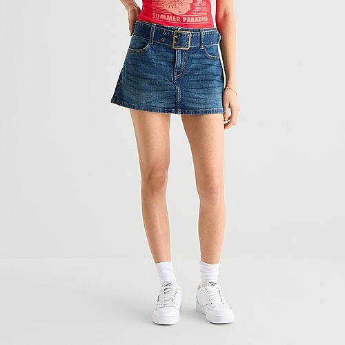 Click here for Arizona Belted Womens Juniors Low Rise Mini Denim... prices