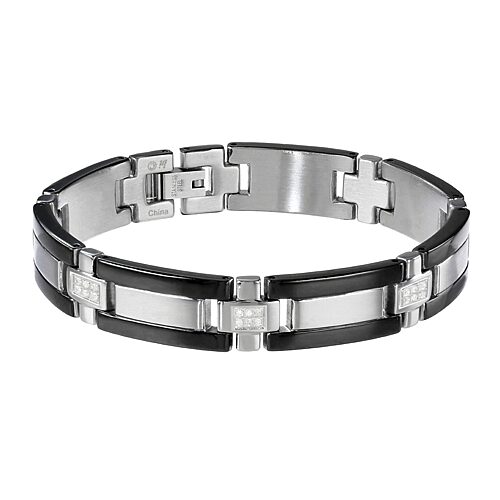 Click here for Mens Â¼ CT. T.W. Diamond Stainless Steel & Black I... prices