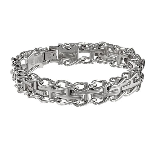 Click here for Mens Stainless Steel Railroad Cross Bracelet  One... prices