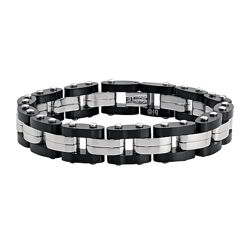 Click here for Mens Stainless Steel & Black IP Link Bracelet  One... prices