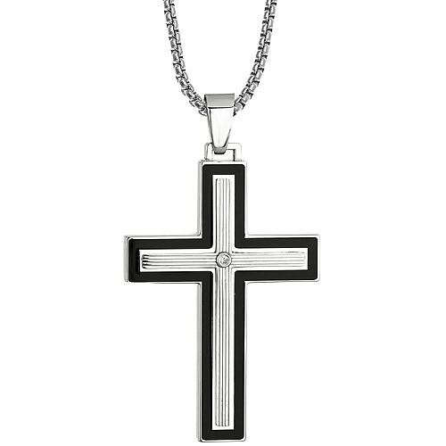 Click here for Mens Cubic Zirconia Stainless Steel & Resin Cross... prices