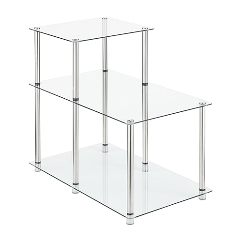 Convenience Concepts Designs2go Living Room Collection Glass Chairside Table  One Size  White