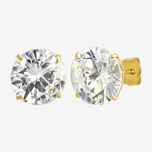 Click here for White Cubic Zirconia 14K Gold 9mm Round Stud Earri... prices
