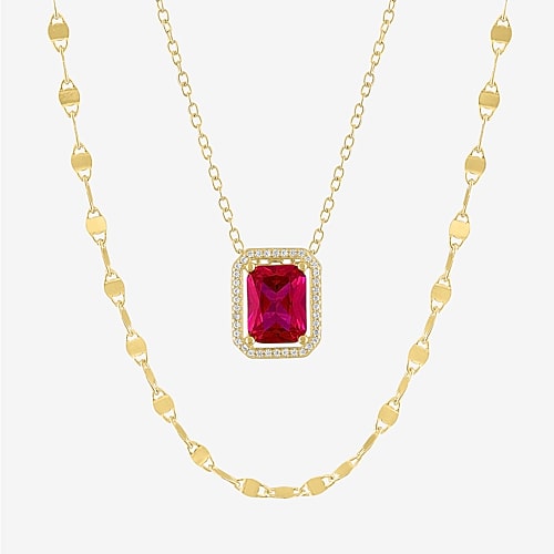 Click here for 2-pc.Birthstone Necklace Set in Pure Silver Over B... prices