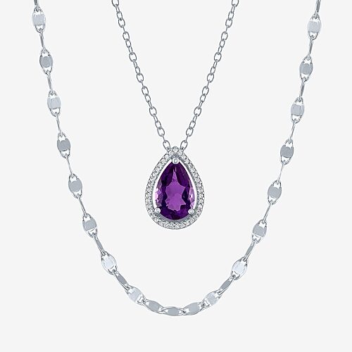 Click here for 2-pc.Birthstone Necklace Set in Pure Silver Over B... prices