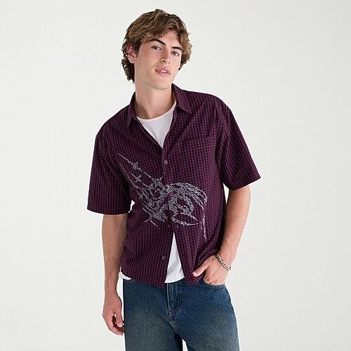 Click here for AEROPOSTALE Mens Short Sleeve Boxy Fit Button-Down... prices