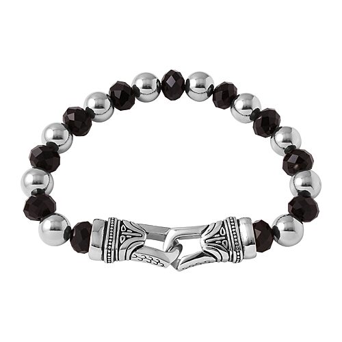 Click here for Mens Crystal and Stainless Steel Bead Bracelet  On... prices