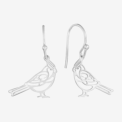 Macys Laser Cut Cardinal Bird Drop Earrings - Silver